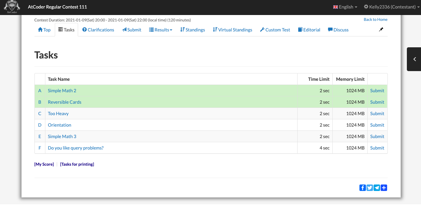 AtCoder Regular Contest 111